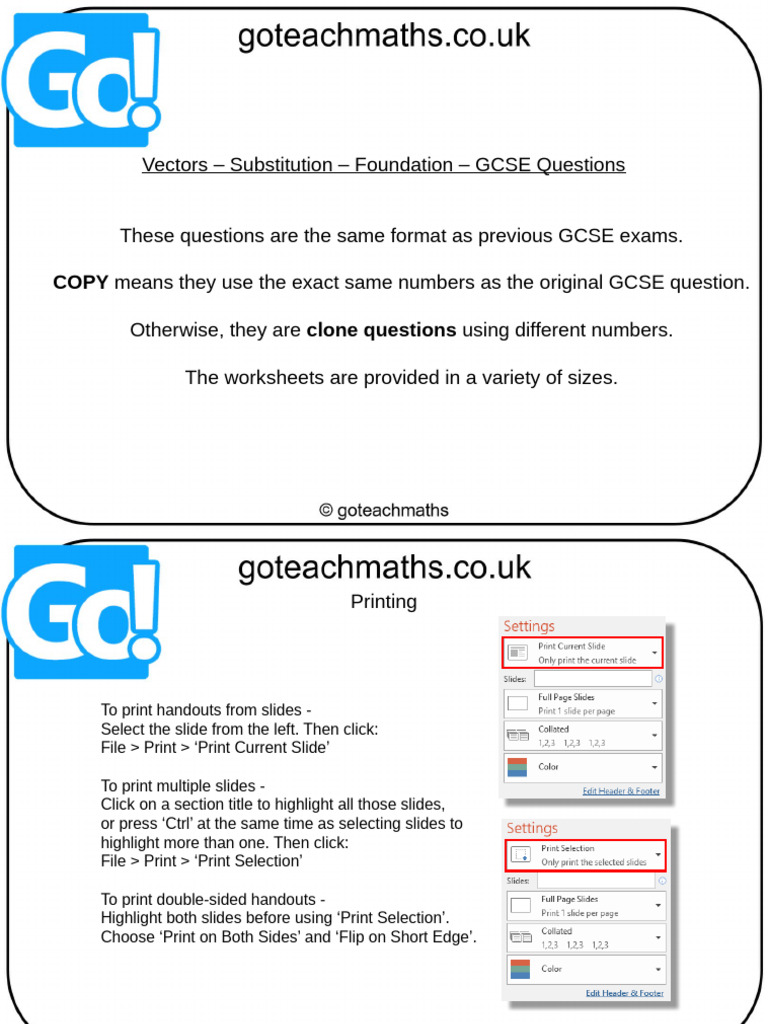 Vectors Substitution Foundation Gcse Questions Pdf