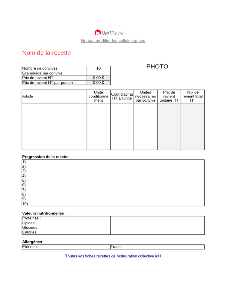 Modele Fiche Technique Recette Restauration Collective 5 | PDF