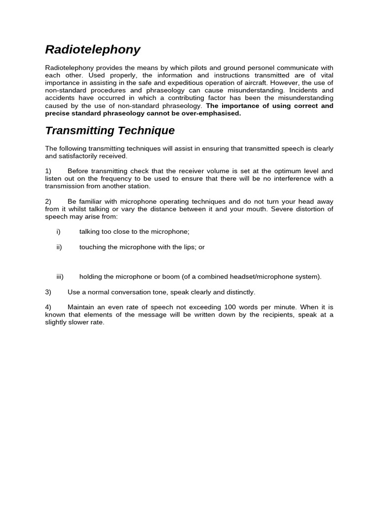 Radiotelephony | PDF