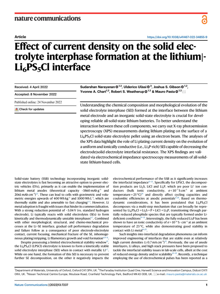 Effect of Current Density On The Solid Electrolyte Interphase Formation ...