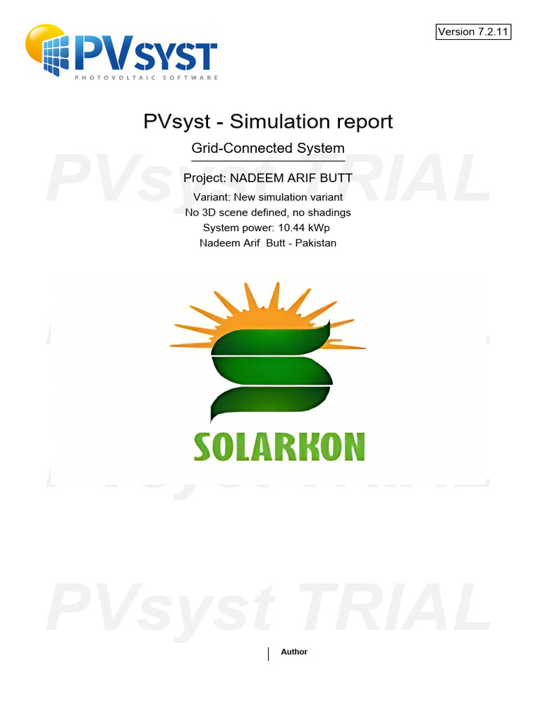 Nadeem Arif Butt PV Syst Report | PDF