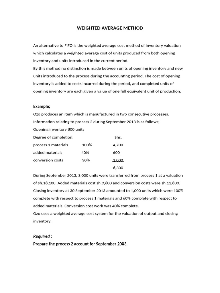 Weighted Average Method | PDF | Inventory | Valuation (Finance)