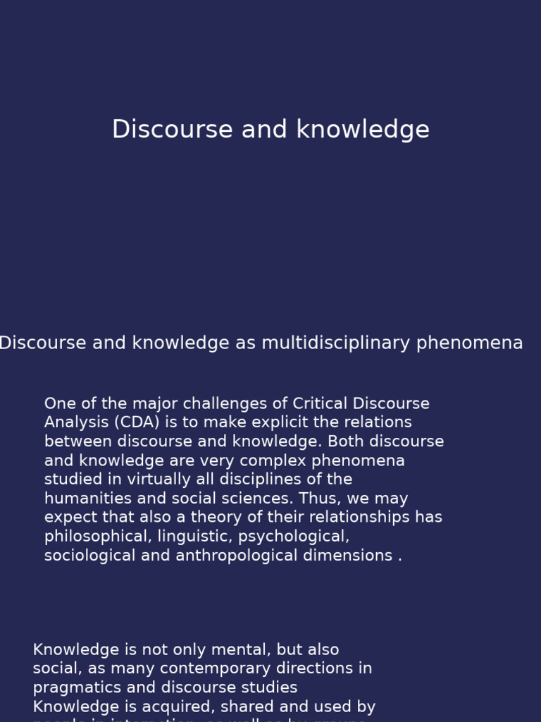 Discourse and Knowledge | PDF