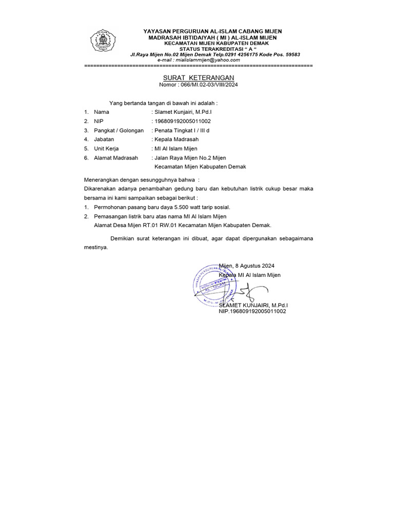 Surat Keterangan Listrik | PDF