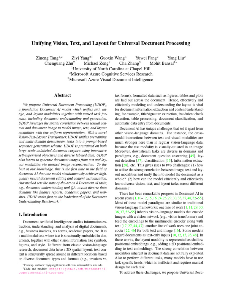Unifying Vision, Text, and Layout For Universal Document Processing | PDF