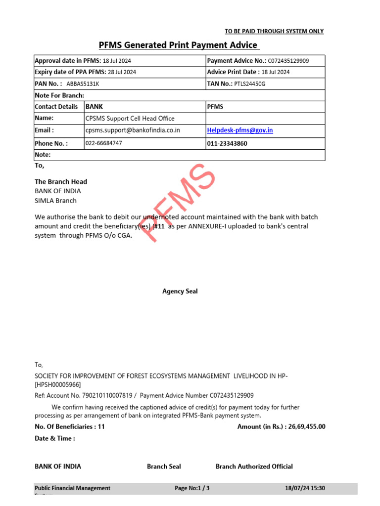 Print Payment Advice | PDF