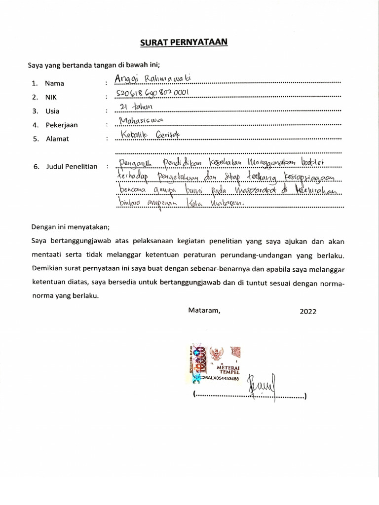 Surat Pernyataan Kesbangpol Pdf