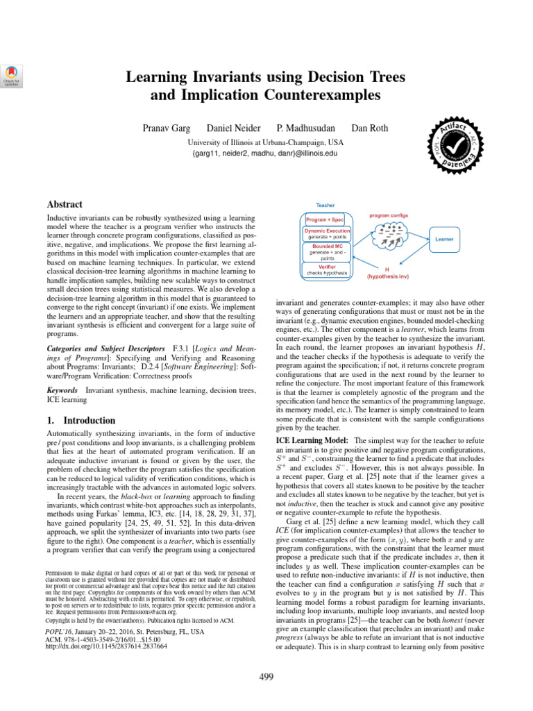 Learning Invariants Using Decision Trees | PDF