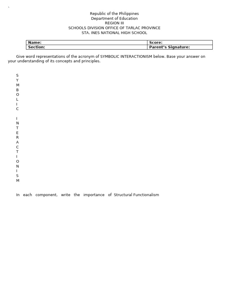 Activity Sheet Structural Functionalism | PDF