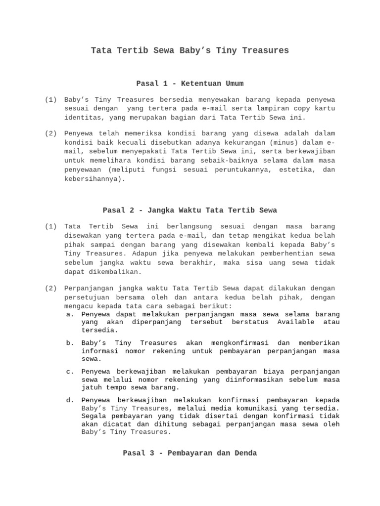 3821 - Tata Tertib Sewa Baby's Tiny Treasures | PDF | Law