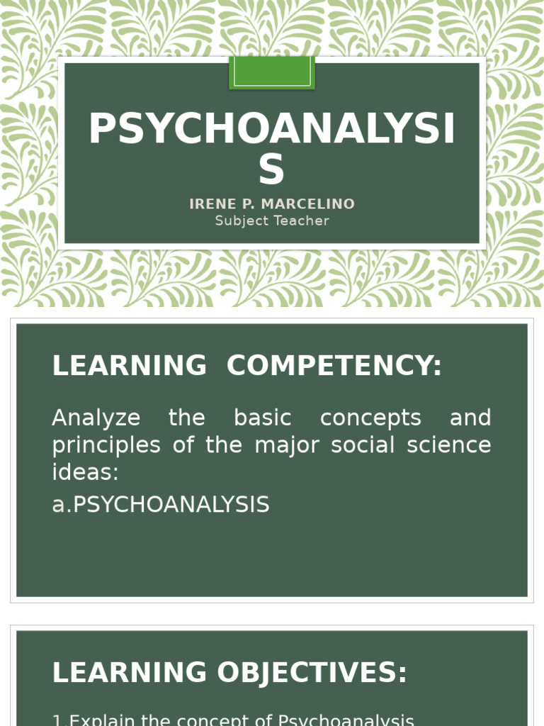 Lesson 4a. Psychoanalysis | PDF