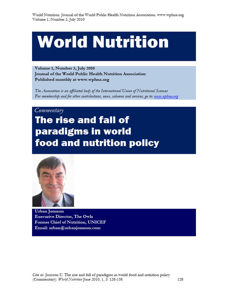 World Nutrition: The Rise and Fall of Paradigms in World Food and ...