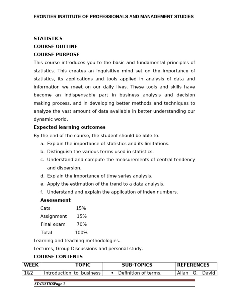 Statistics 1 | PDF