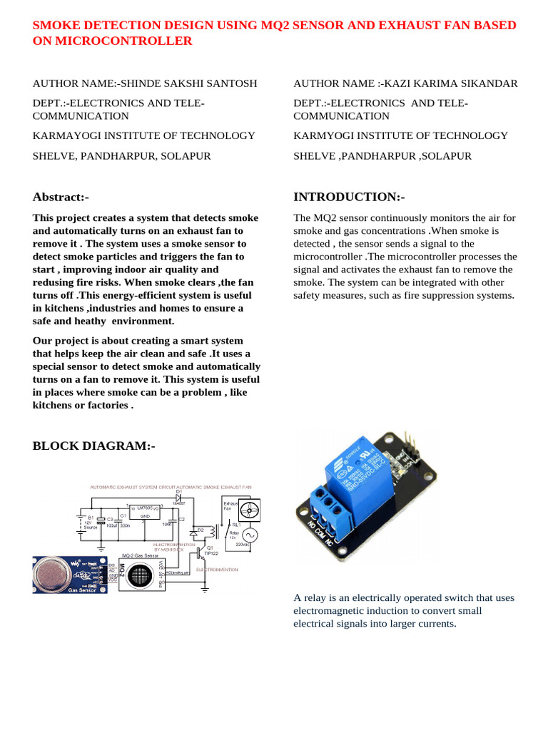 SMOKE DETECTION DESIGN USING MQ2 SENSOR AND EXHAUST FAN BASED ON ...