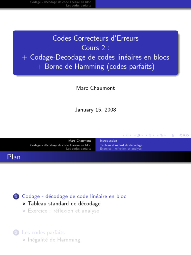 02 Codes Correcteurs D'erreurs | PDF