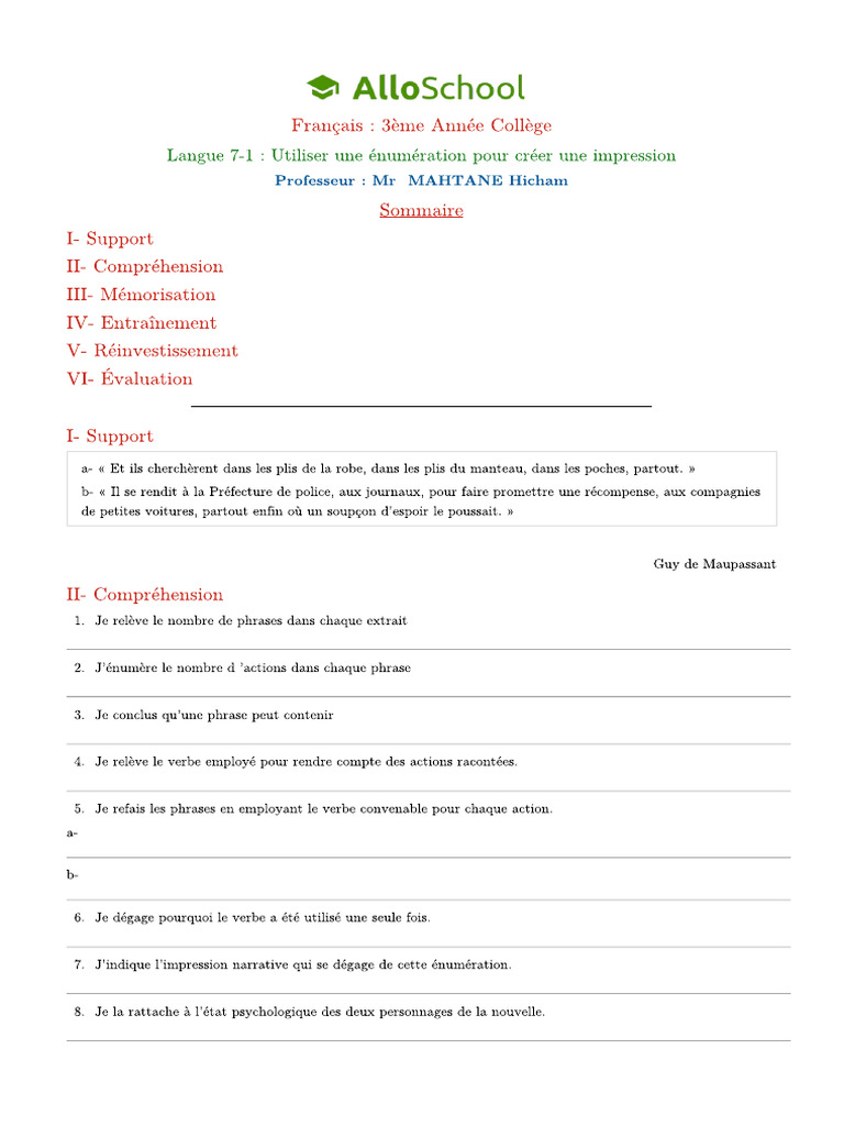 Langue 7 1 Utiliser Une Enumeration Pour Creer Une Impression 2 | PDF