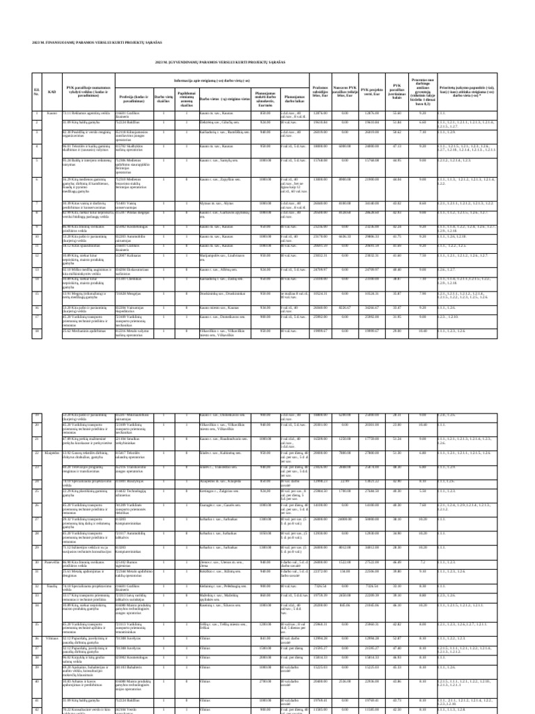 d1 - Int 2023 PVK I Atrankos Sarasas | PDF