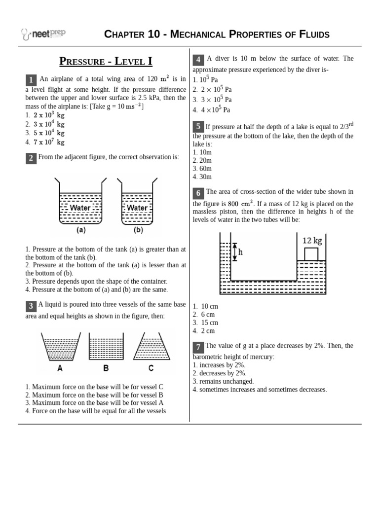 Chapter 10 - Mechanical Properties of Fluids | PDF