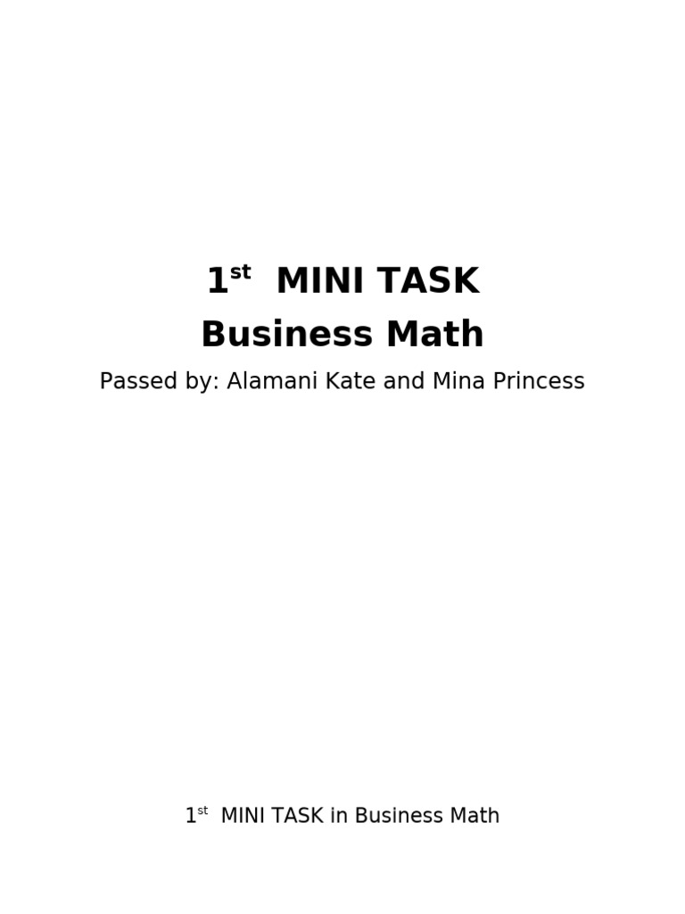 1 Mini Task Business Math: Passed By: Alamani Kate and Mina Princess | PDF