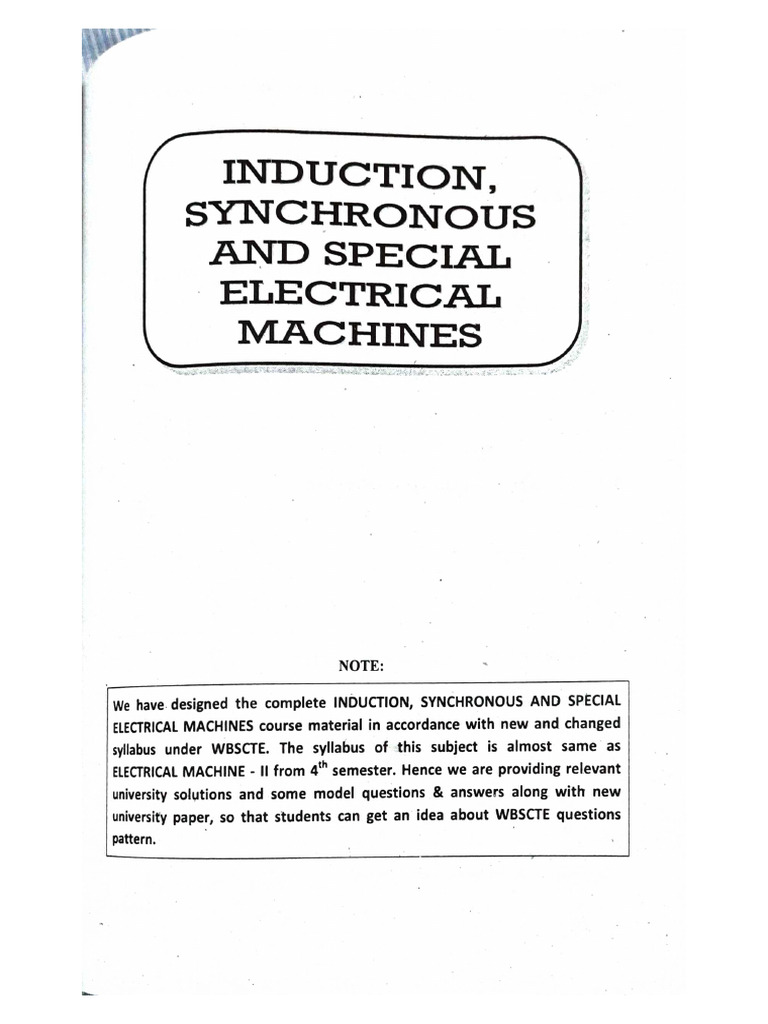 Induction, Synchronous and Special Electricalmachines | PDF