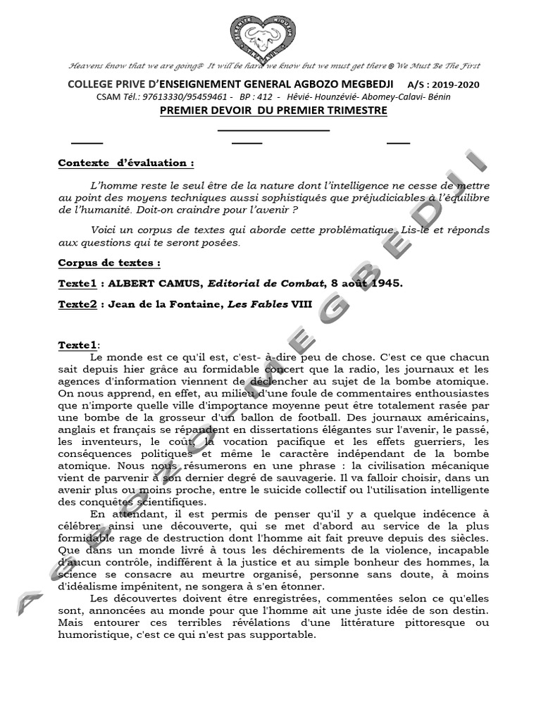 Sujet Francais 14 | PDF