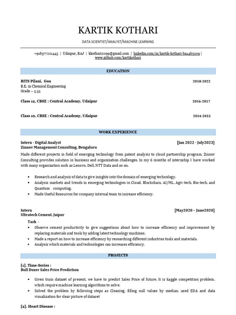 Resume Kartik | PDF