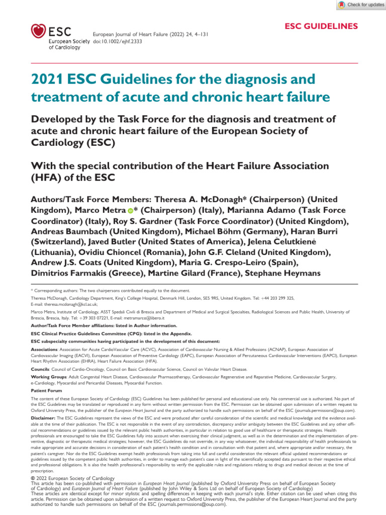 2021 ESC Guidelines For The Diagnosis An | PDF