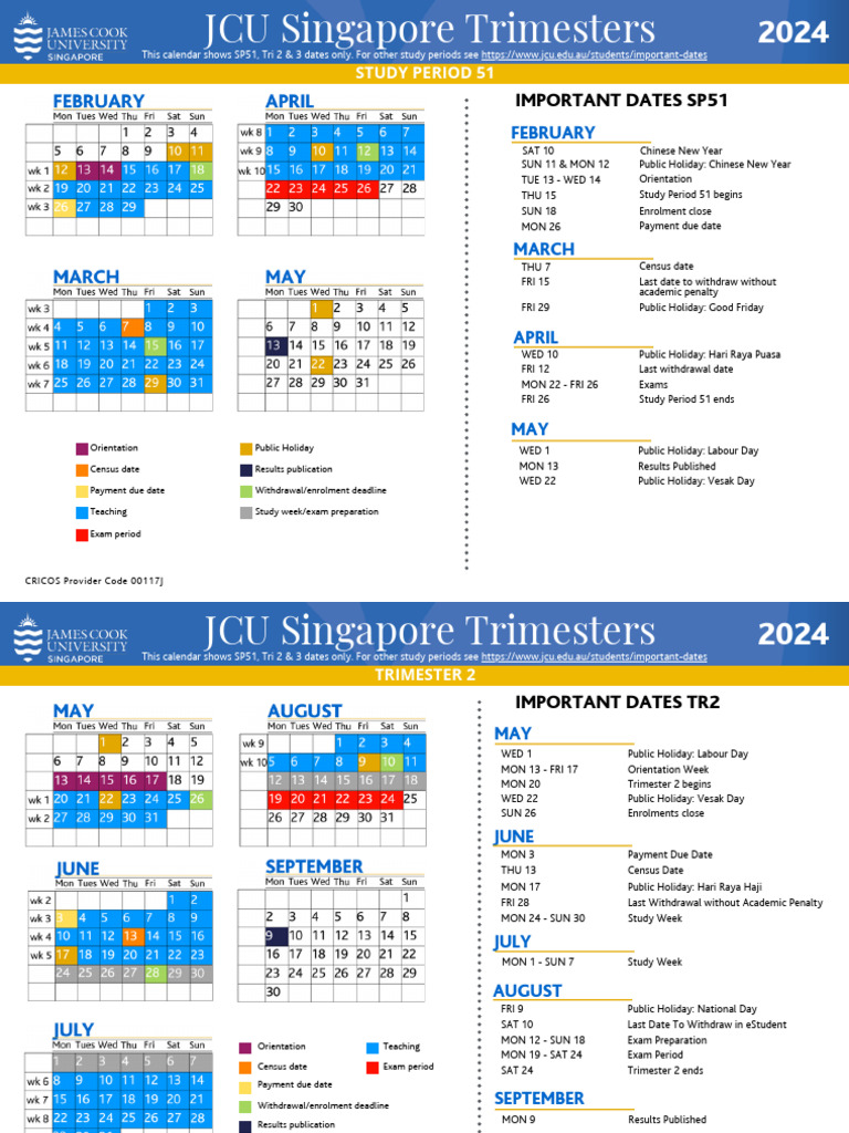 2024 Academic Calendar SP51 TR2 and TR3 2024 | PDF