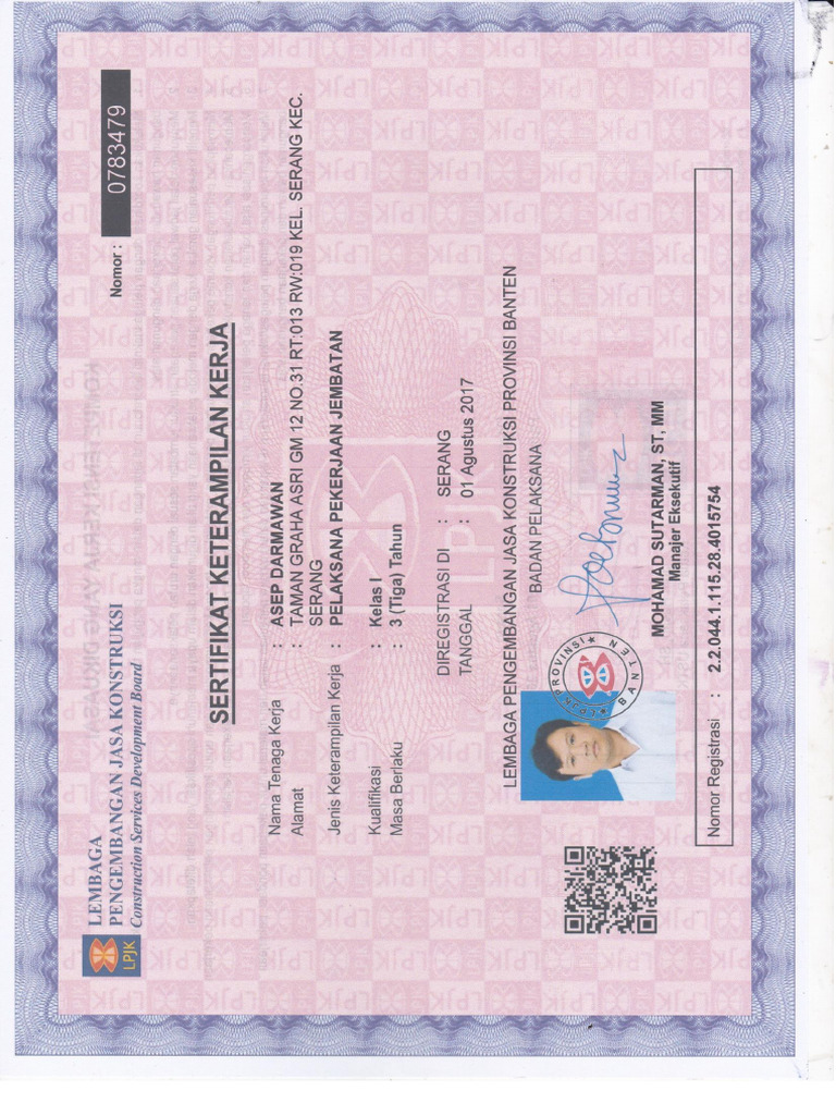 SKT Pelaksana Pekerjaan Jembatan (Asep Darmawan) | PDF