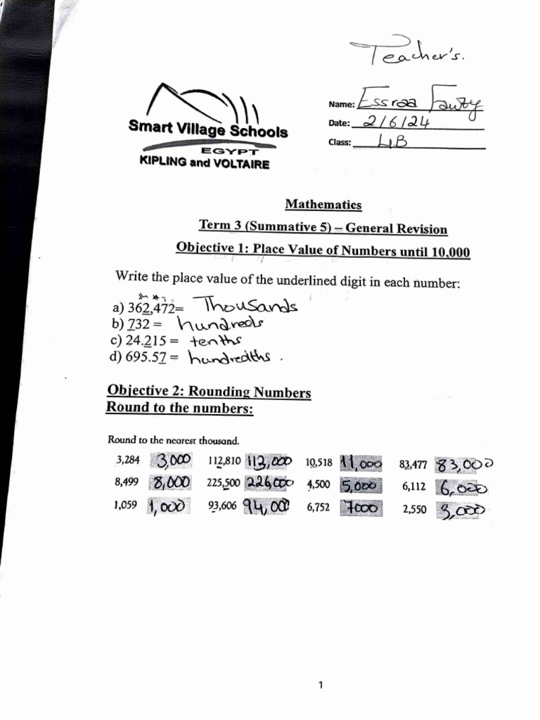 Grade 4 Math Revision | PDF