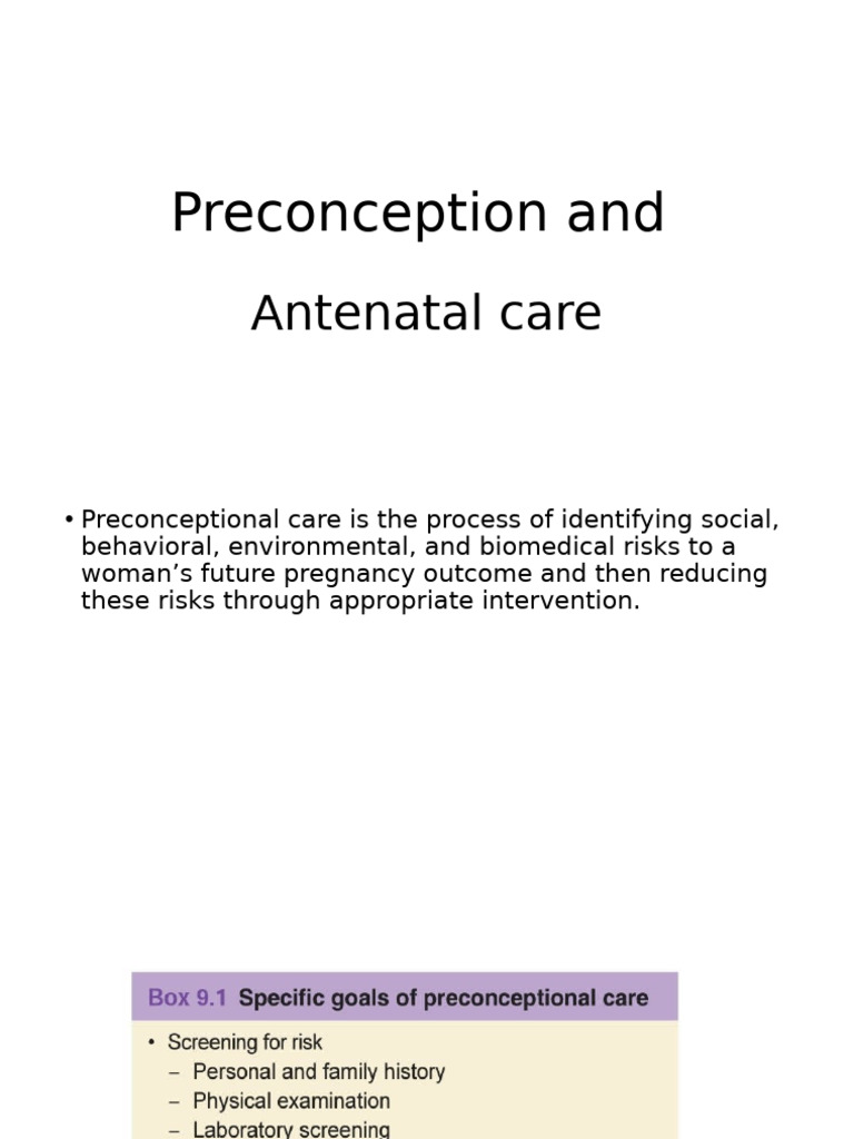 Preconception And: Antenatal Care | PDF