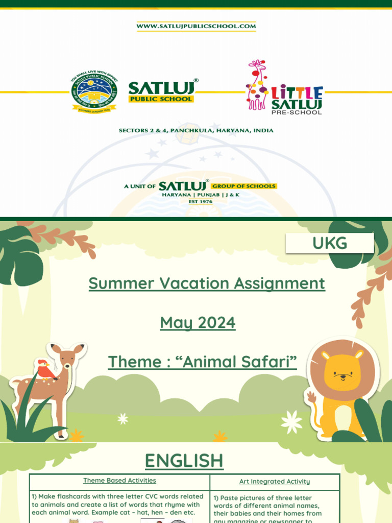 UKG Summer Vacation Assignment | PDF