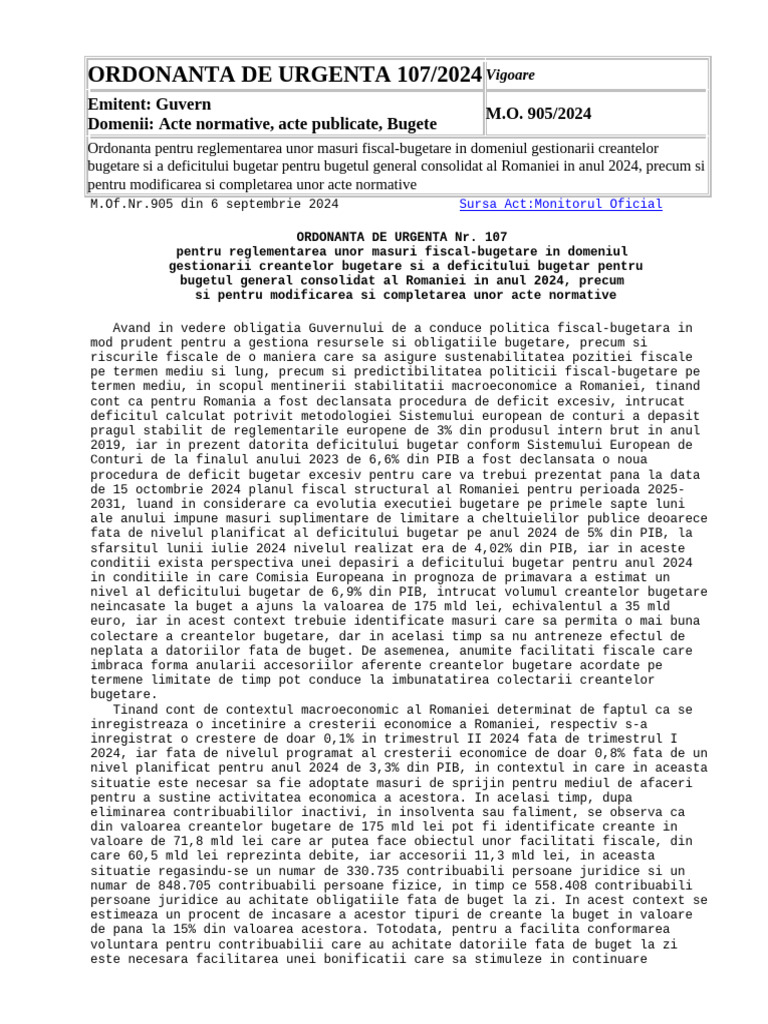 Ordonanta de Urgenta 107 | PDF