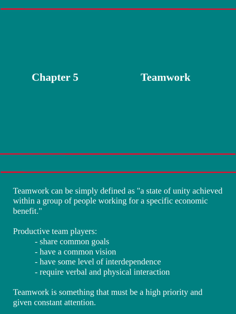 Chapter 5 Teamwork | PDF