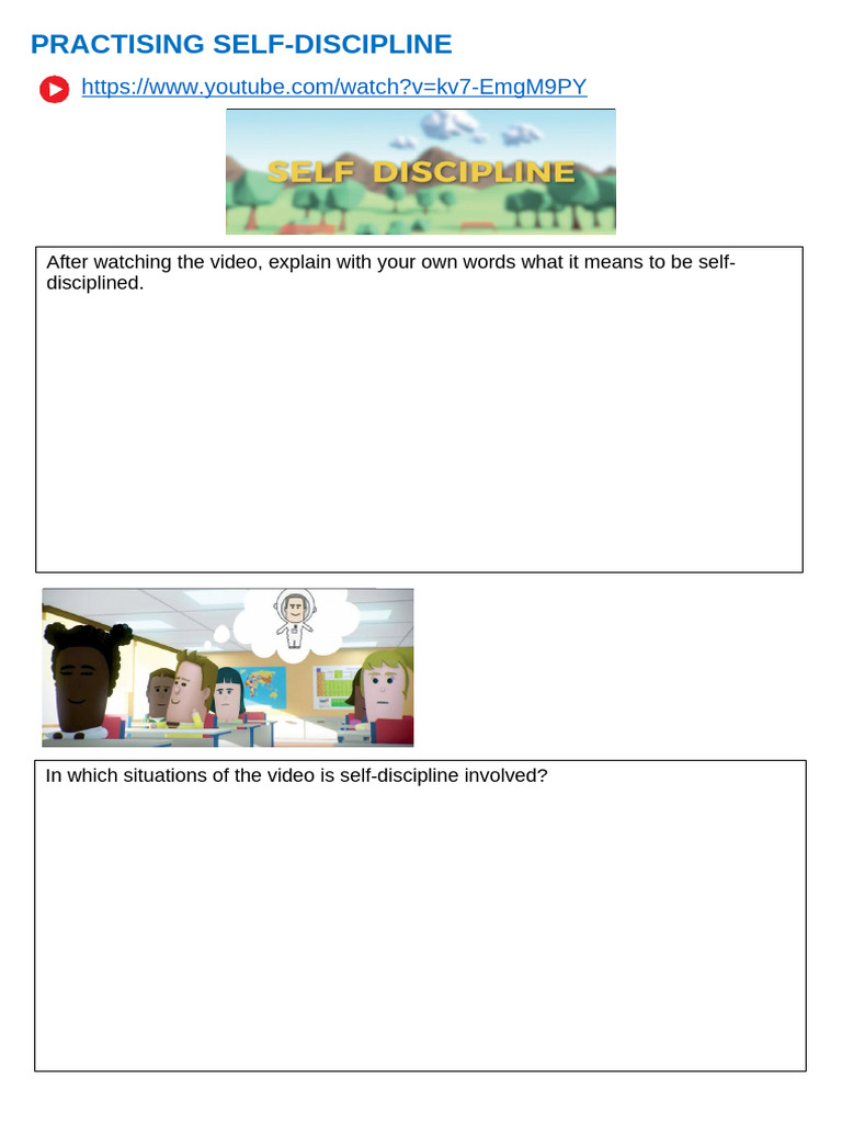Self-Discipline Worksheet | PDF