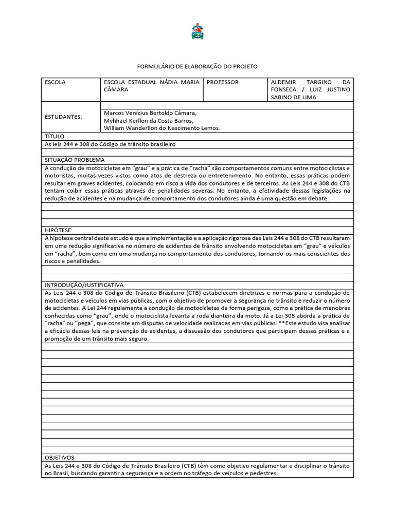 MYHHAEL, William, Marcos Venícius Ficha PROJETO - 240810 - 161801 | PDF