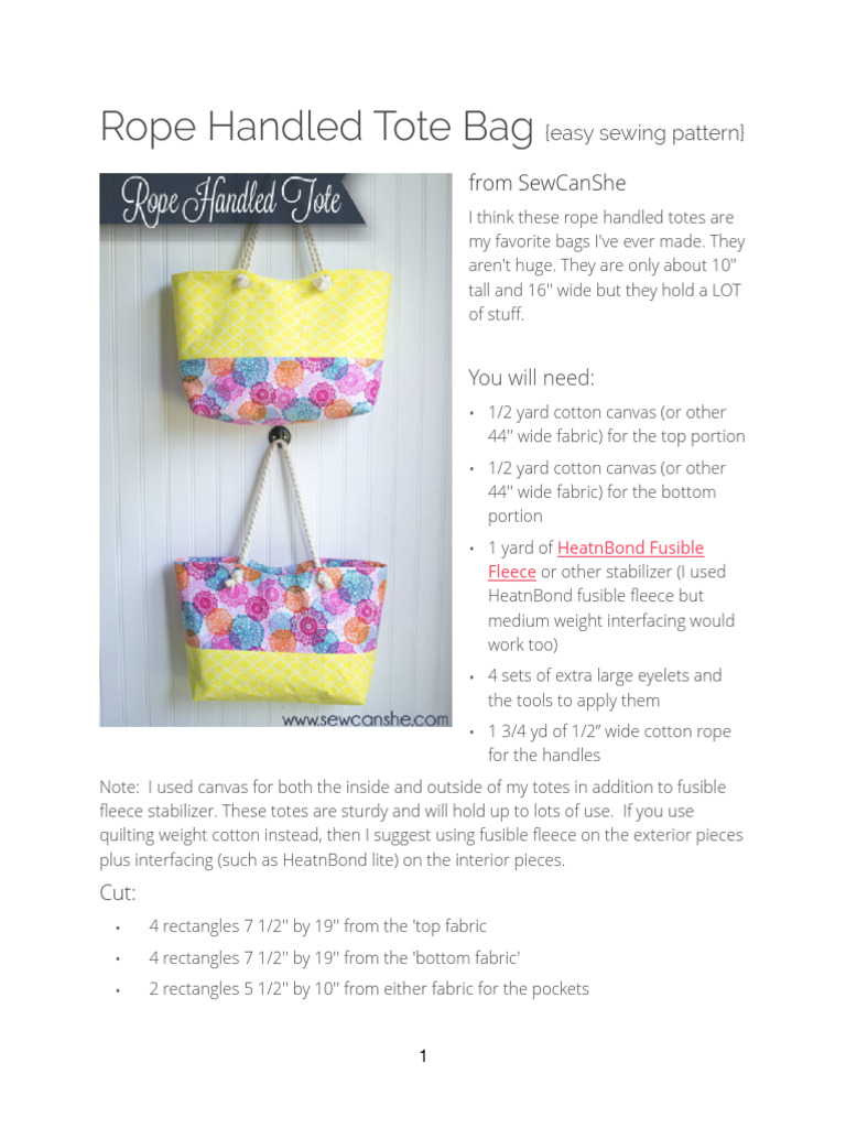 Rope Handled Tote | PDF