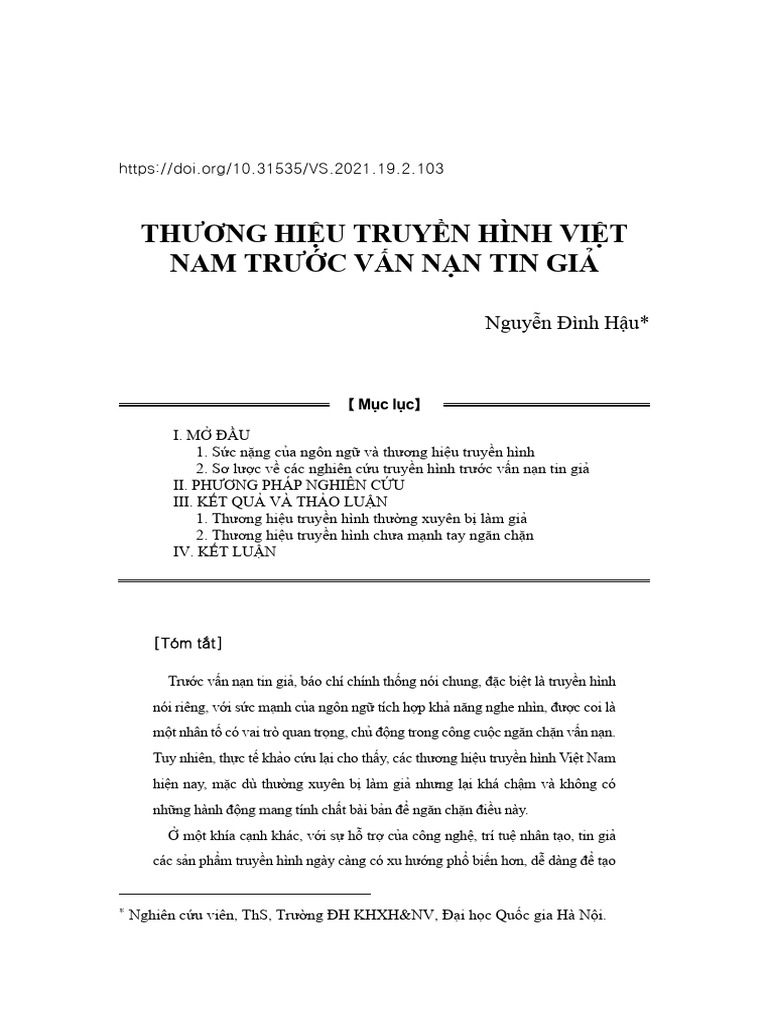 THNG Hiu Truyn Hinh Vit Nam TRC V | PDF