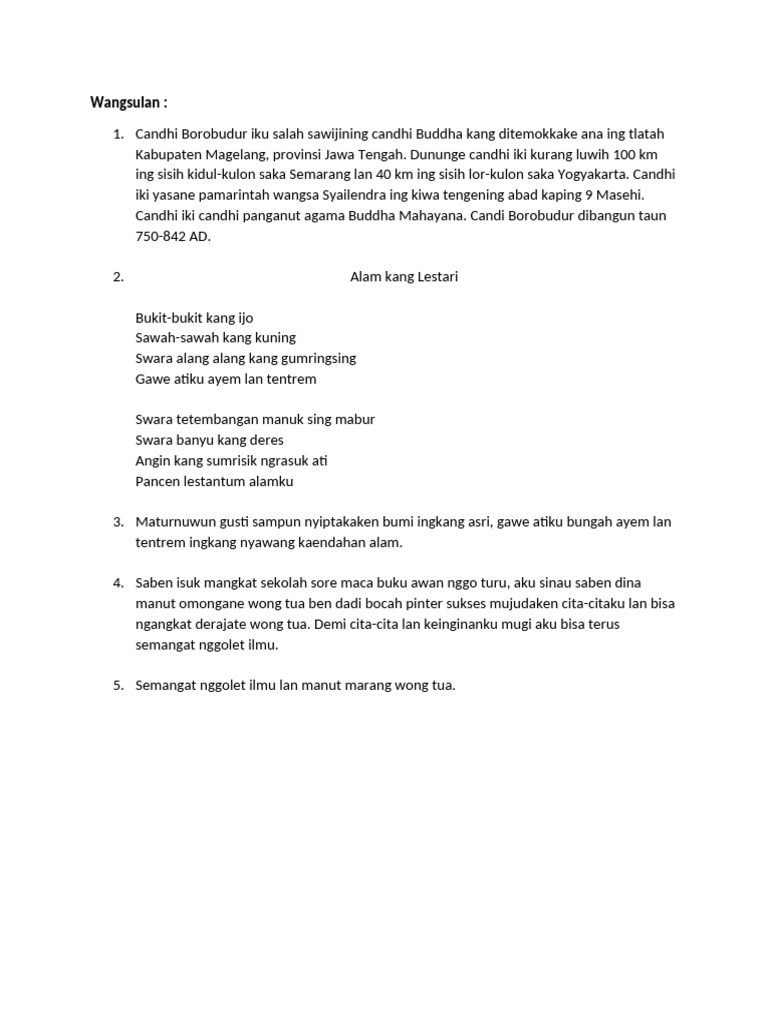 Tugas B.jawa Kelas 5 (SABITHA) | PDF