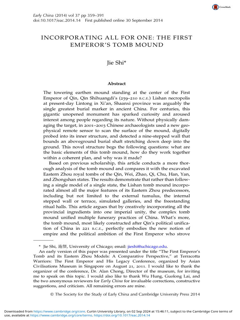 Incorporating All For One The First Emperors Tomb Mound | PDF
