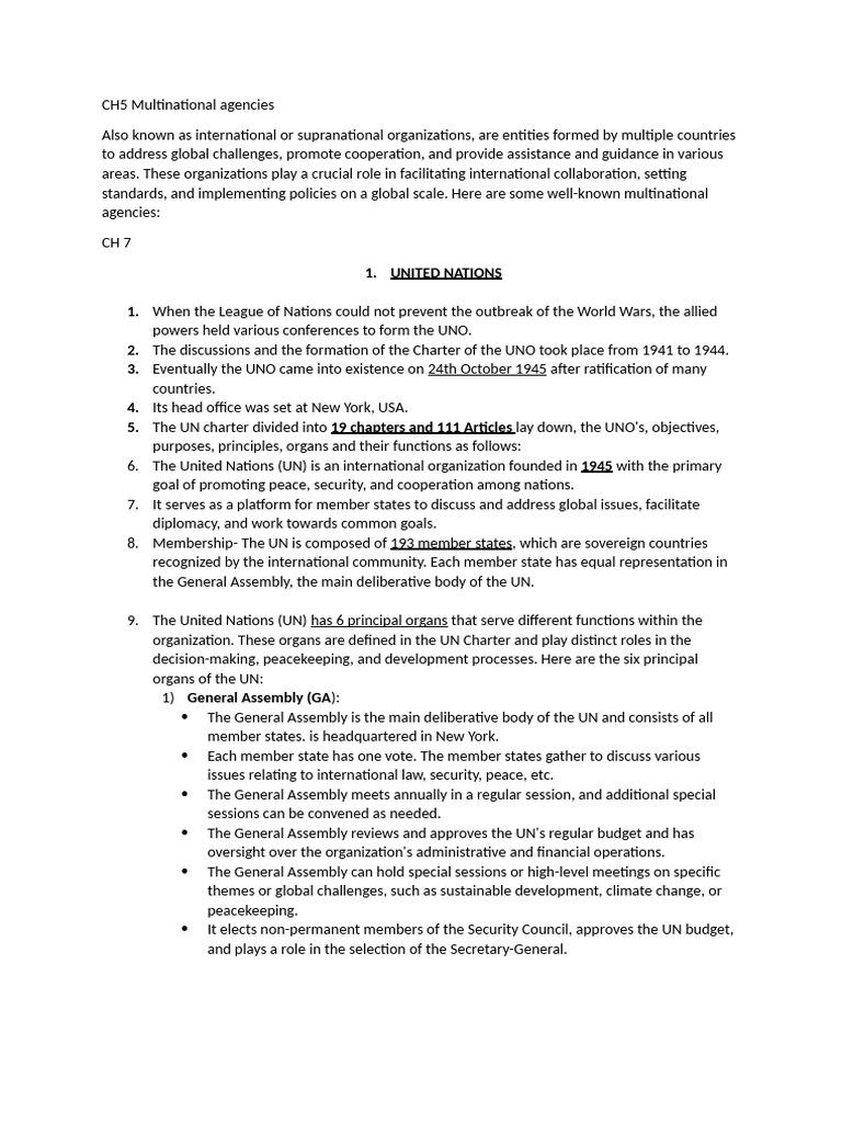 CH 5 Multi National Agencies Print | PDF