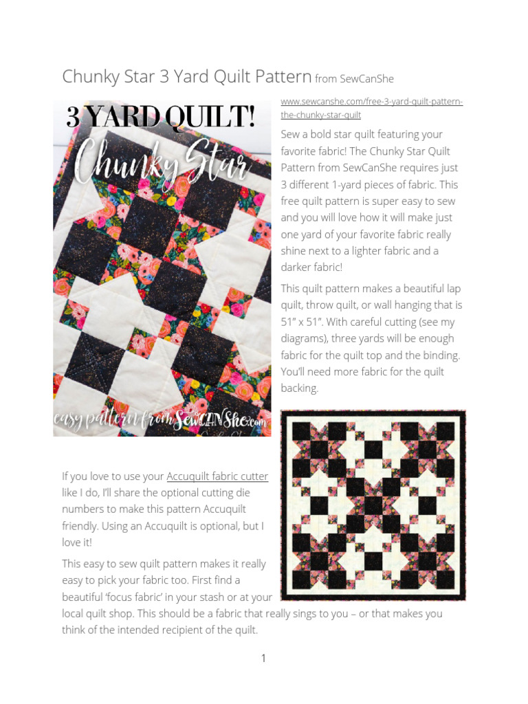 Chunky-Star-3-Yard-Quilt | PDF