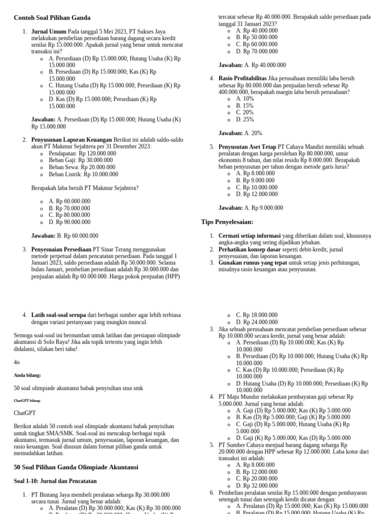 Latihan Soal Olimpiade AKL | PDF