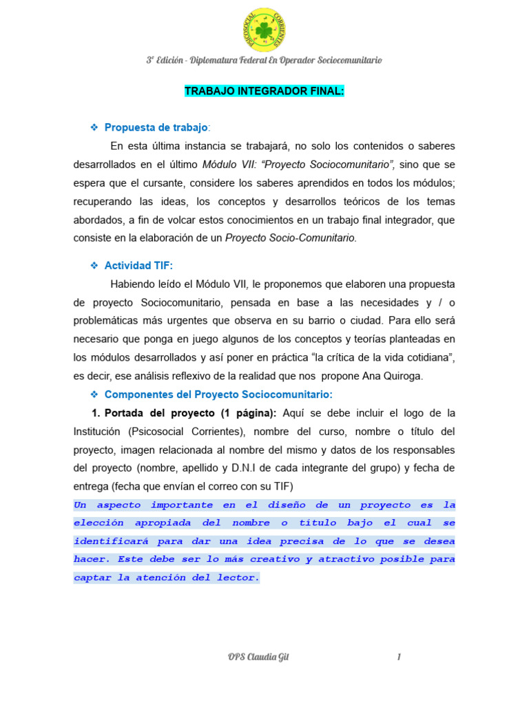 Guía de Trabajo Integrador Final | PDF Guía de Trabajo Integrador Final | PDF