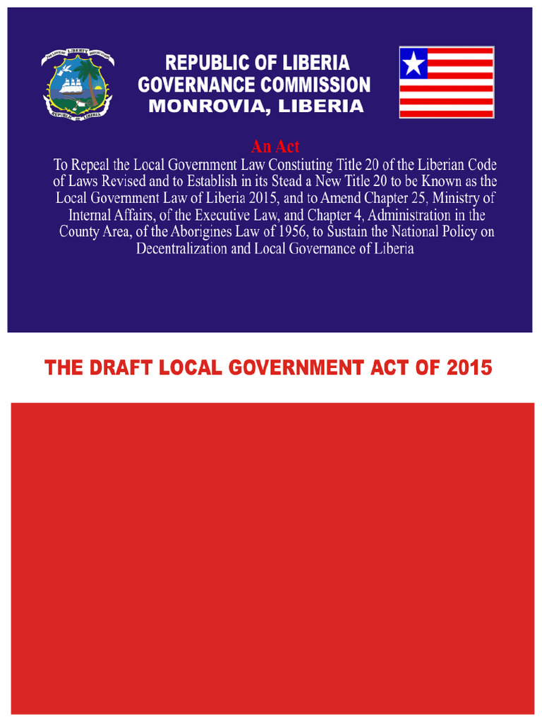 Liberia Local Government Act Overview | PDF | Budget | Government