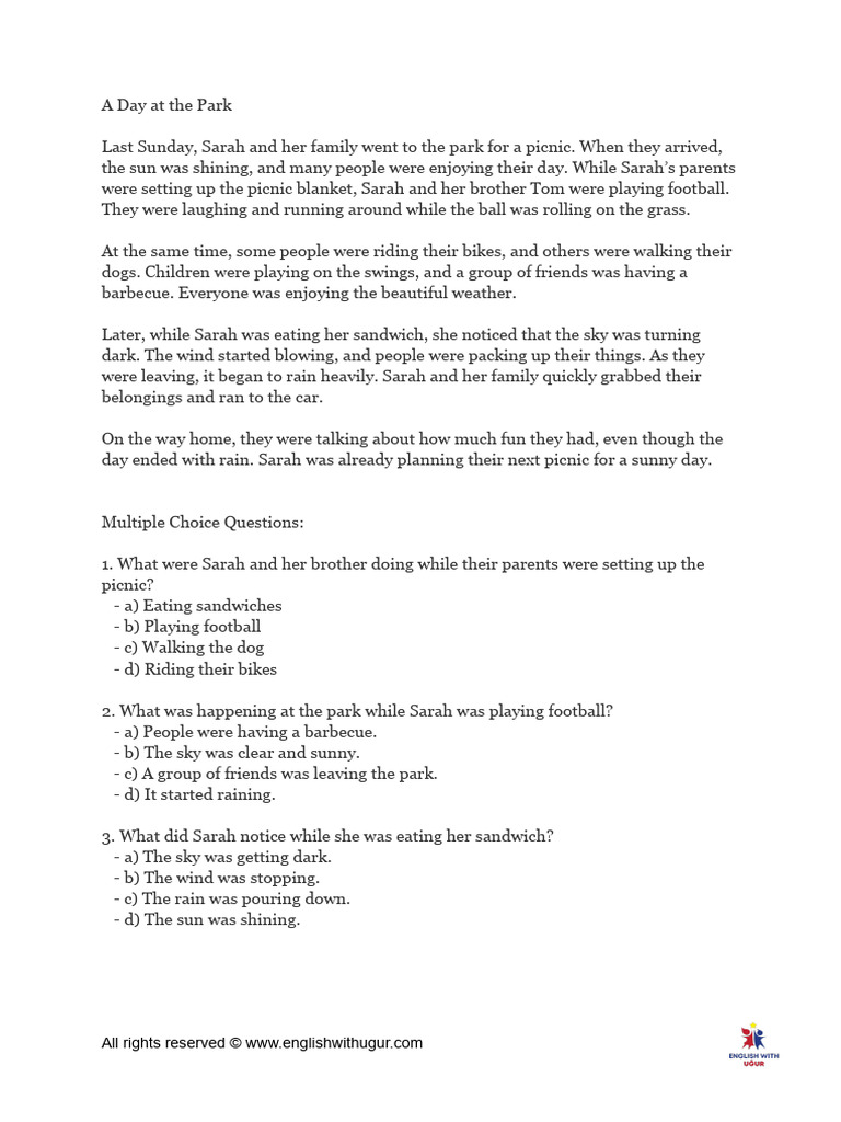 Past Continuous Reading | PDF