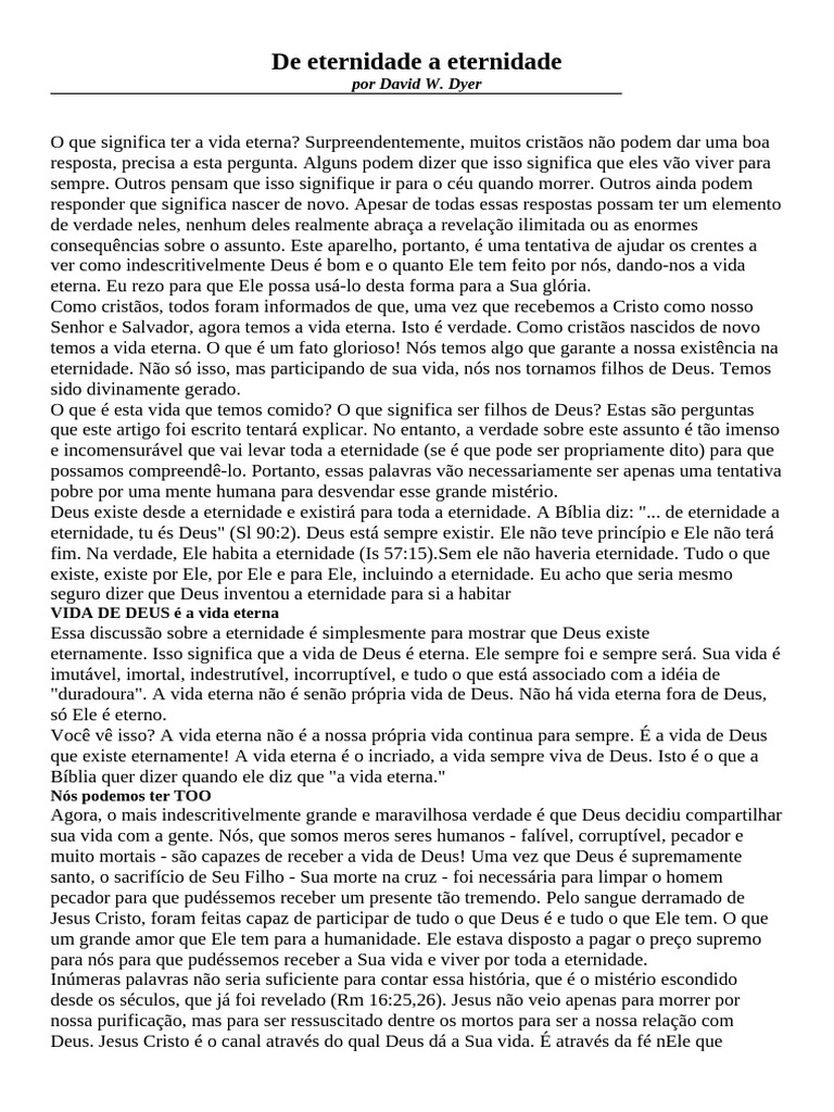 De Eternidade A Eternidade | PDF