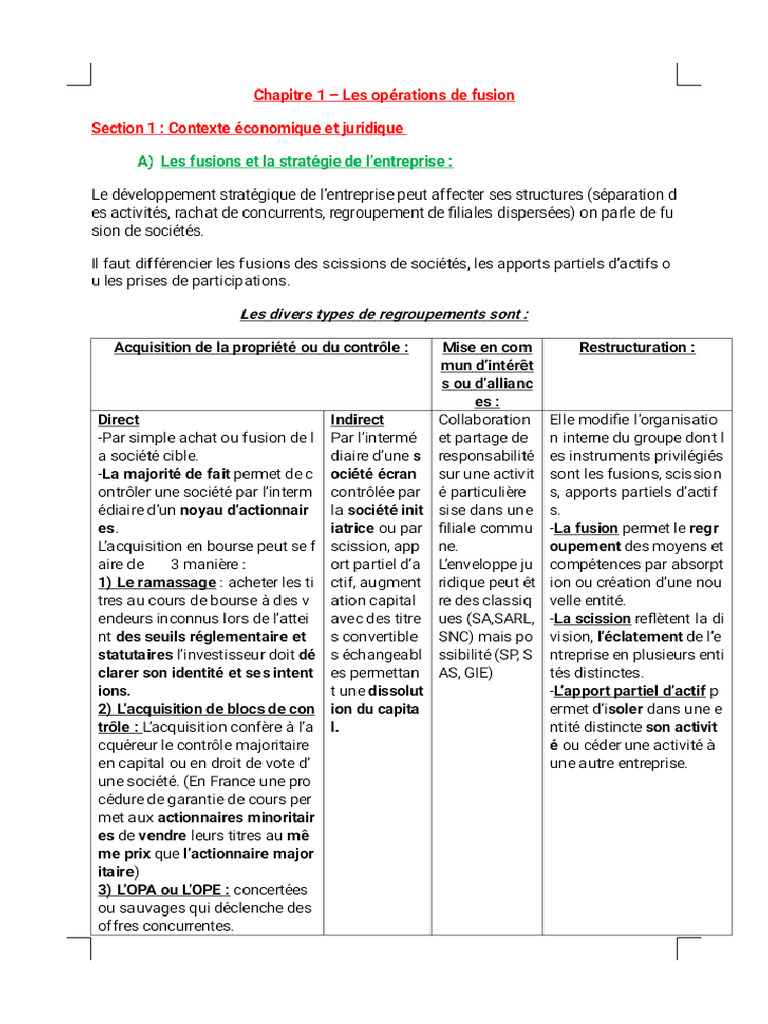 DSCG Ue4 - Chapitre 1 Les Operations de Fusion - Phoenix | PDF