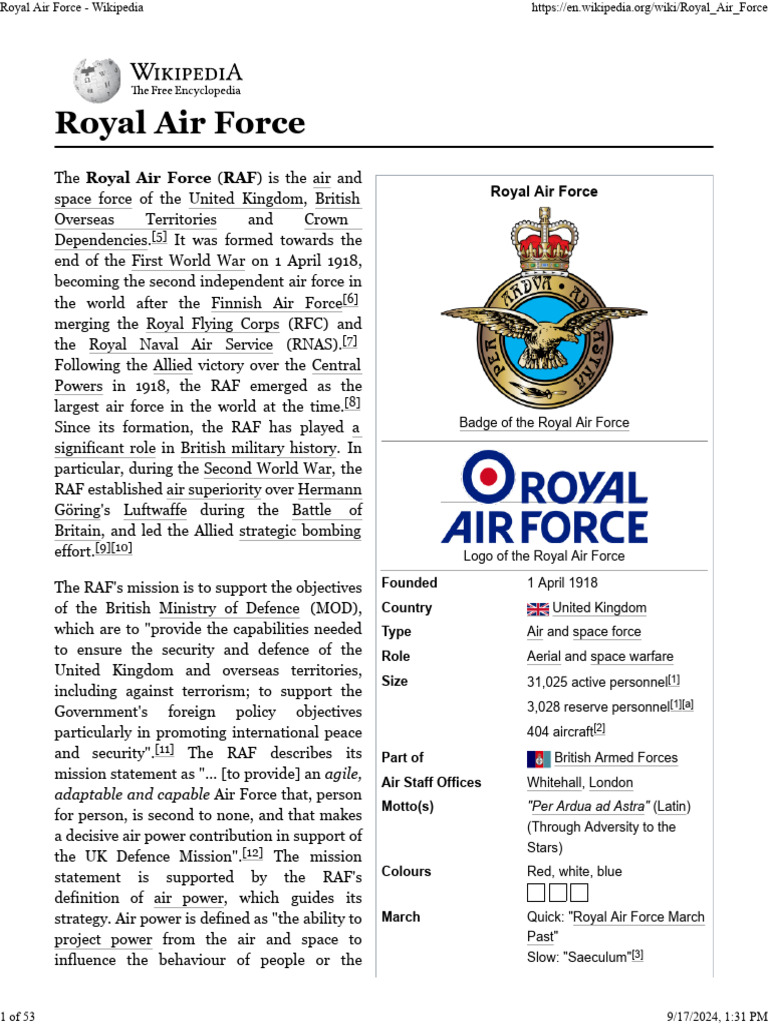 Royal Air Force | PDF