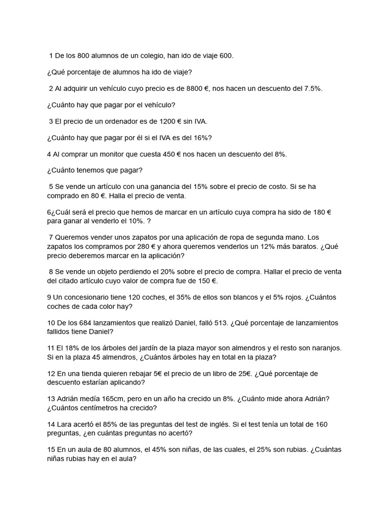 Problemas Mate 6EP | PDF